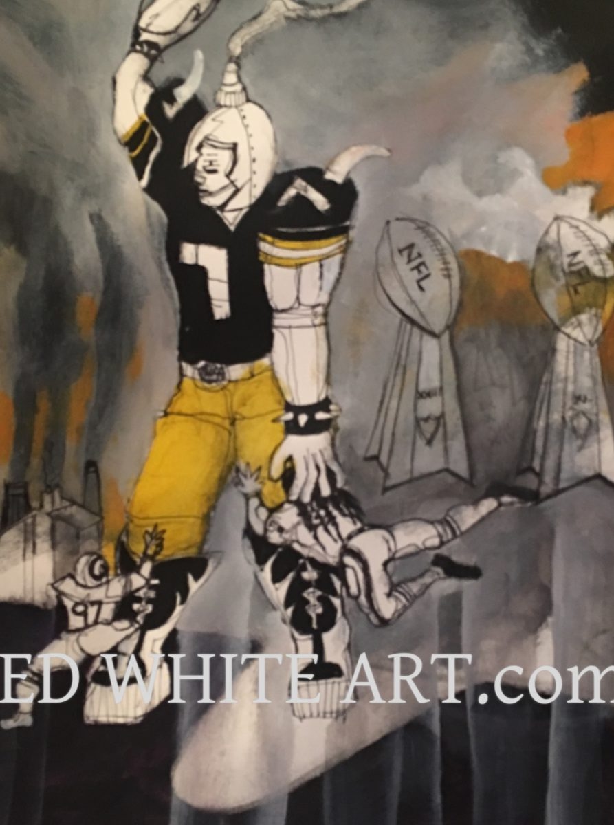 Big Ben - Acrylic, Pen and Ink on Arches , in Gridiron Moments