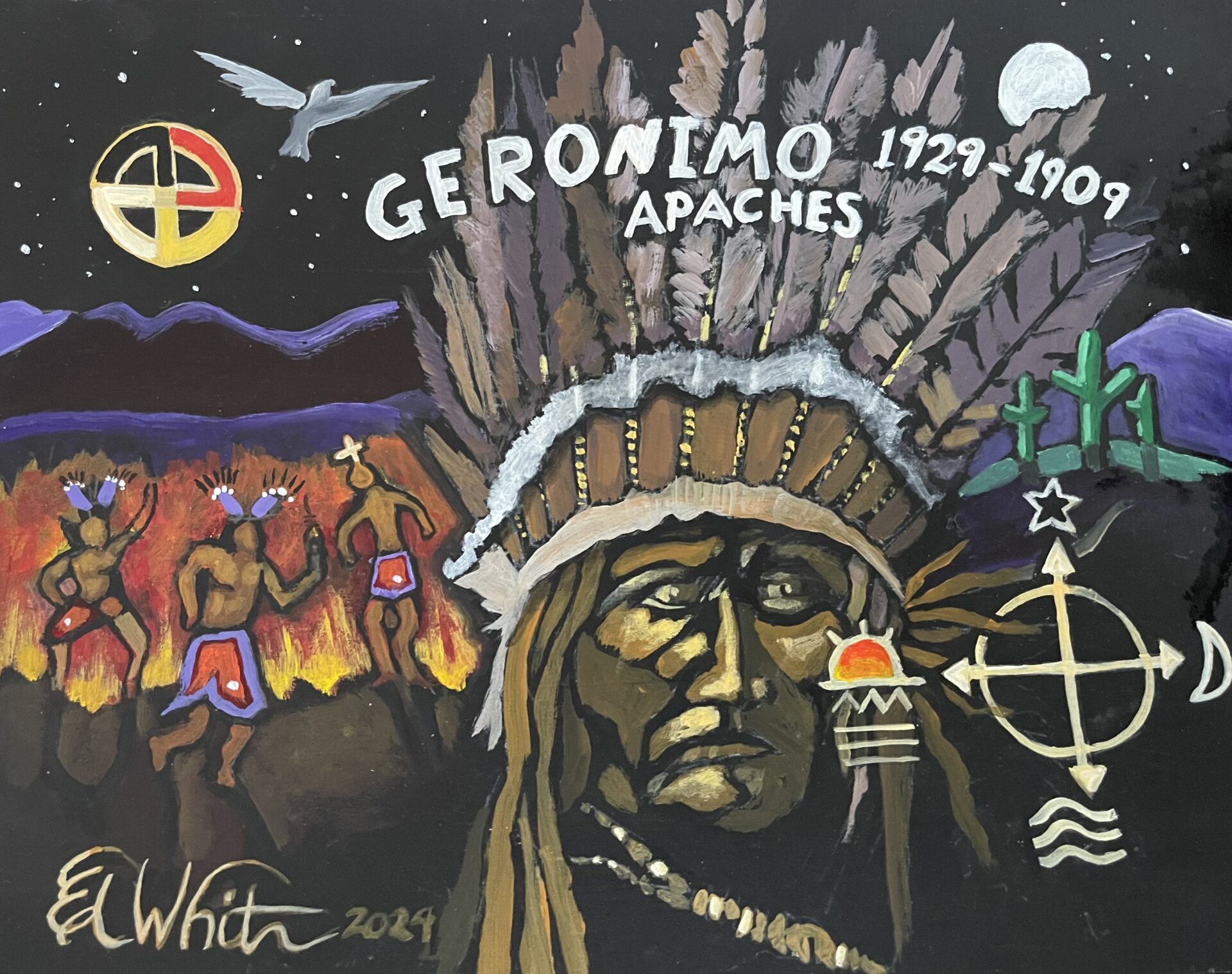 Chief Geronimo - Acrylic on Arches Paper , in Native Vision