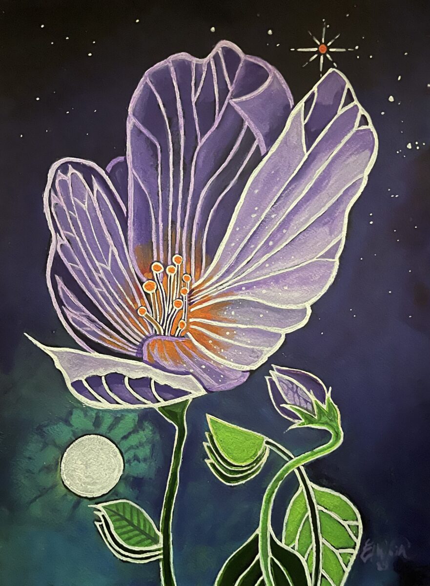 ‘Flower Moon Bloom’ - Acrylic on Arches Paper , in Wall Flowers, My ...